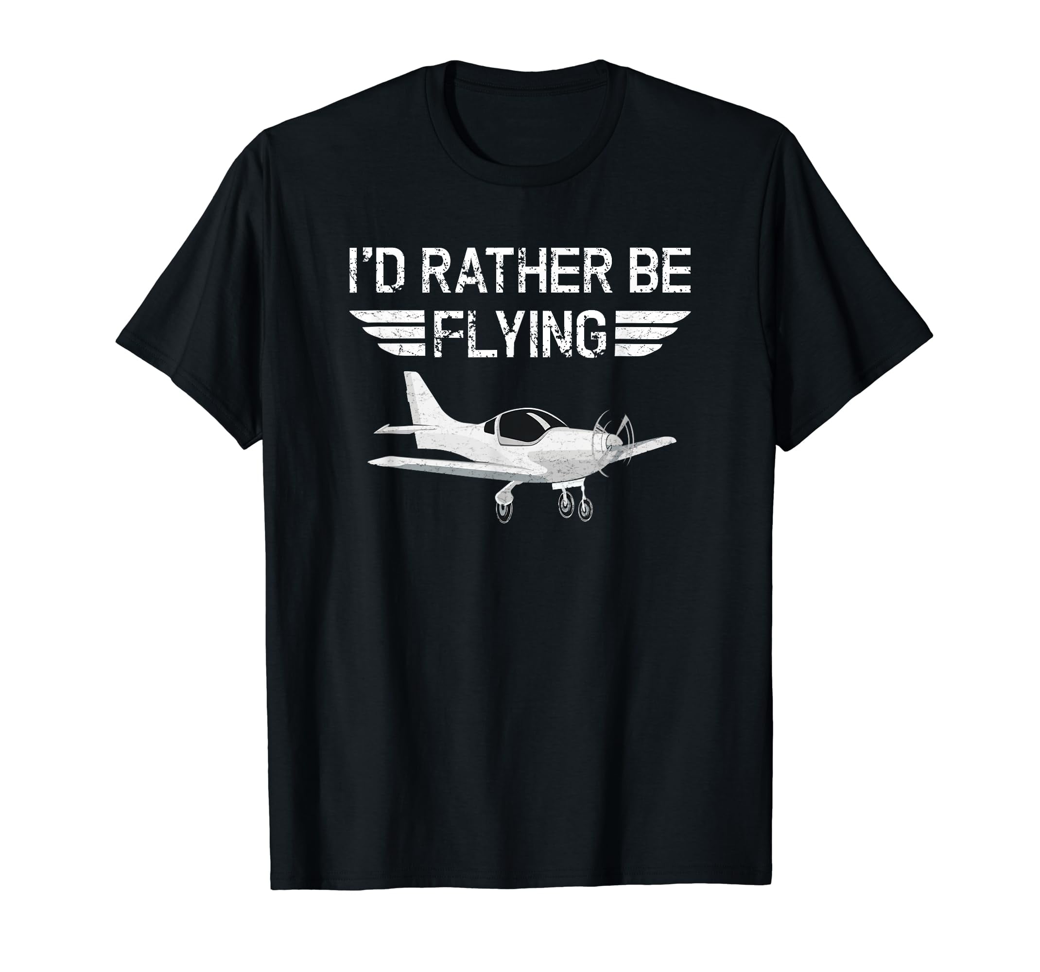 Distressed I'd Rather Be Flying Funny Airplane Pilot T-Shirt - Walmart.com