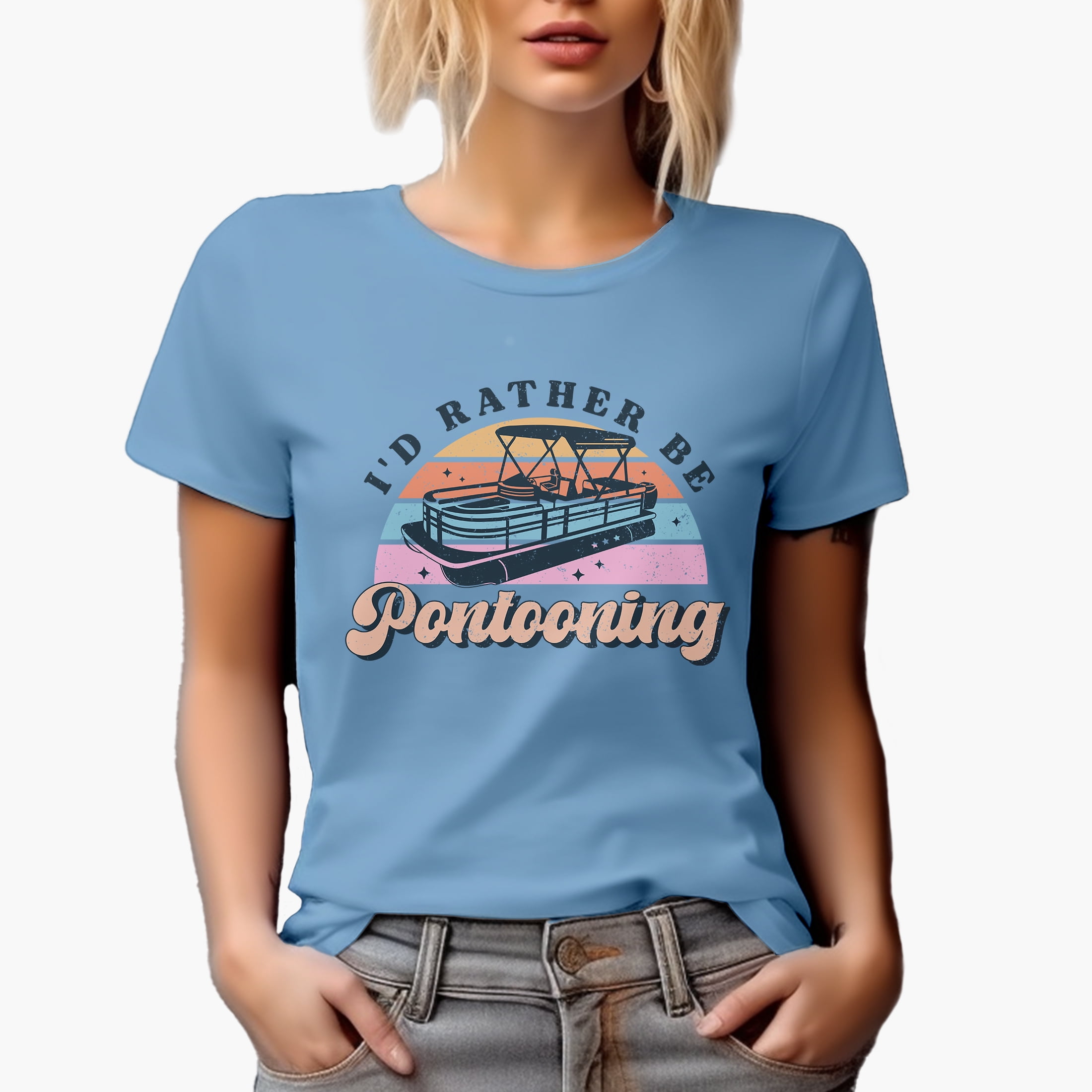 Distressed I'd Rather Be Pontooning - Retro Pontoon Art Merch Gift ...