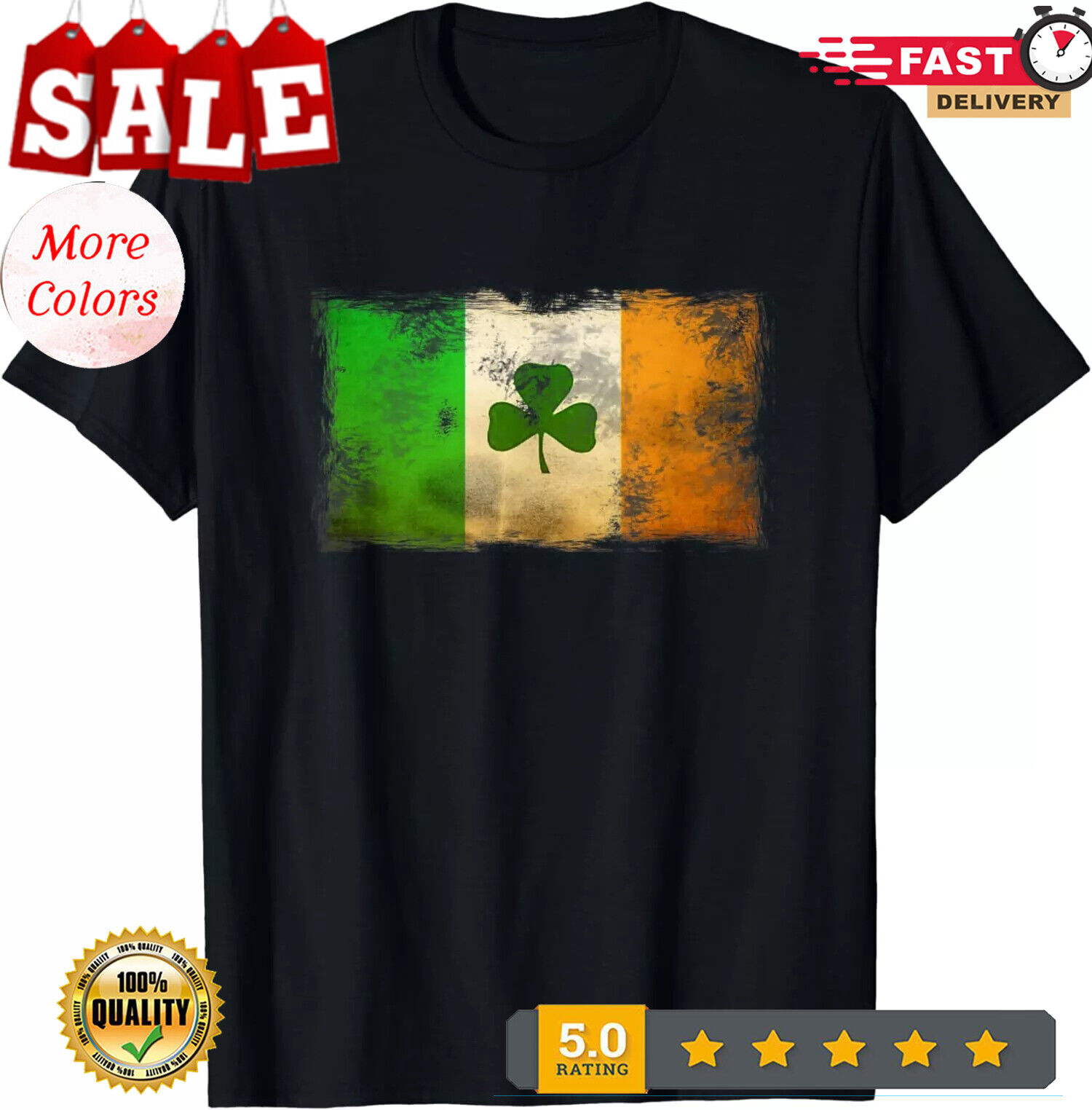 Distressed Ireland Flag Shamrock Vintage Irish Flags Unisex T-Shirt ...