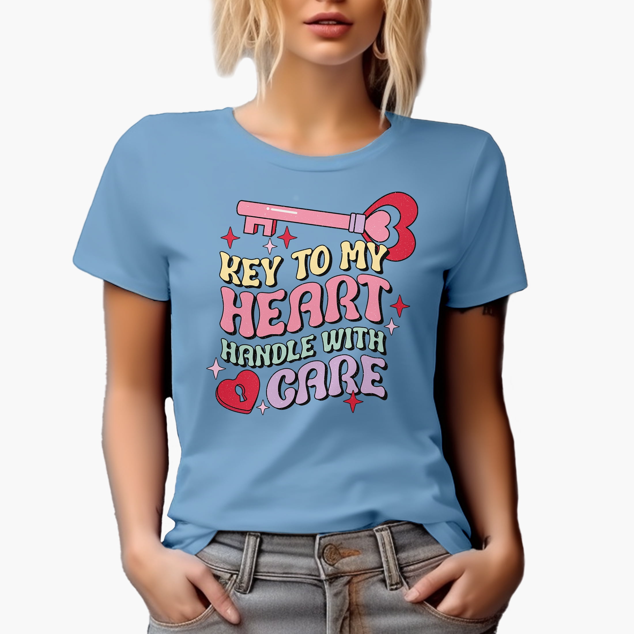 Distressed Key to My Heart, Handle with Care - Retro Groovy Wavy Text ...