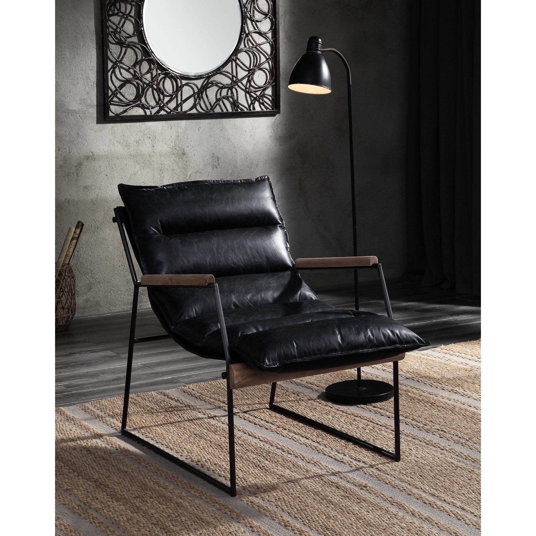 Distressed Leather Chair | Comfortable Seating in Room | Metal and Wood ...