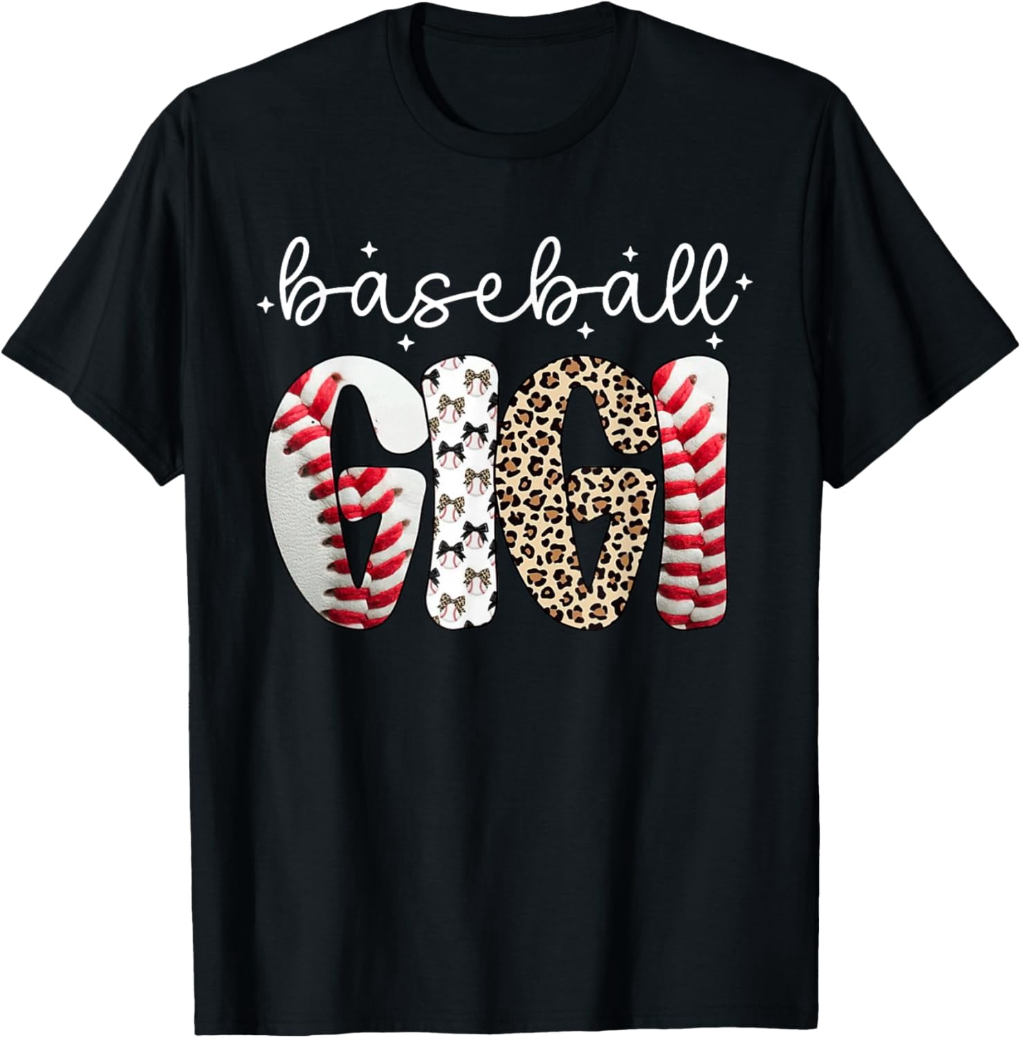 Distressed Leopard Game Day Baseball Gigi Funny Team Sports T-Shirt ...