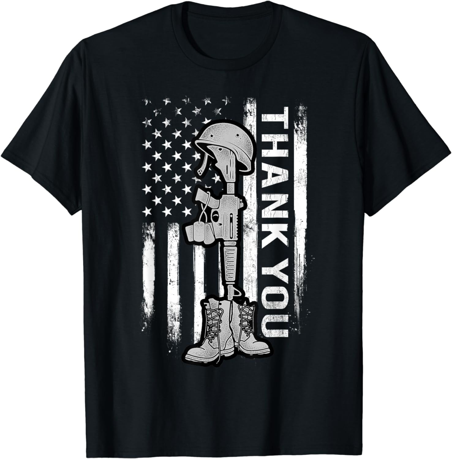 Distressed Memorial Day Shirt Flag Military Boots Dog Tags T-Shirt ...