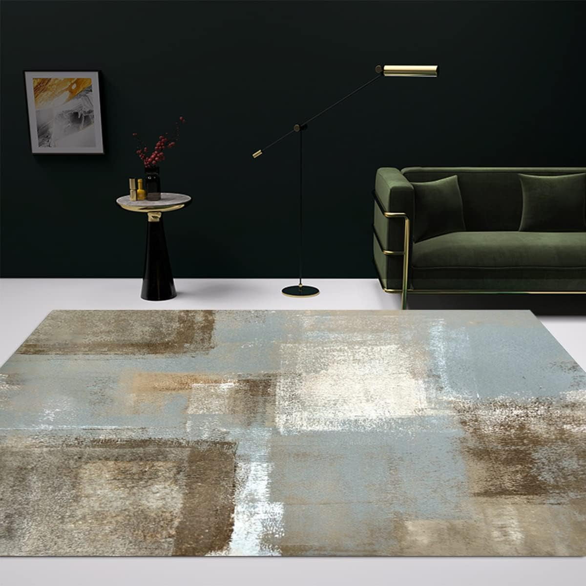 Distressed Modern Abstract Ombre Area Rug For Playroom Beige Gray Multi Dining Kitchen Retro ...