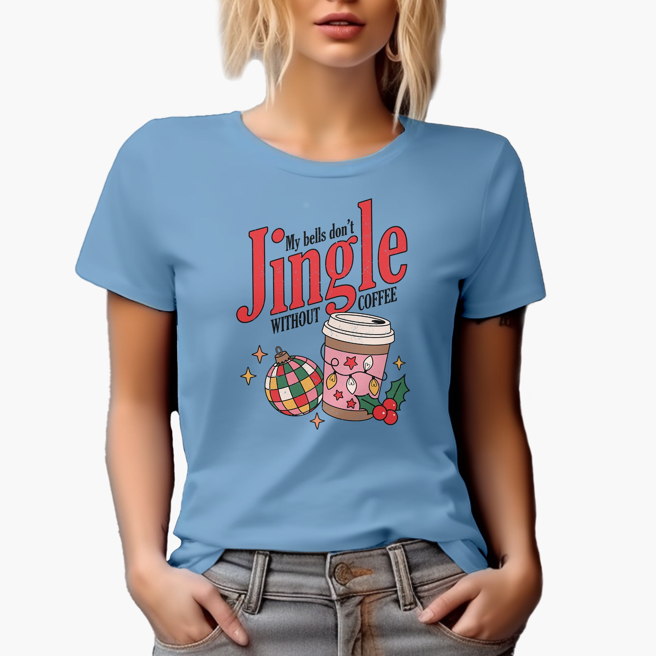 Distressed My Bells Don't Jingle Without Coffee - Retro Christmas Art ...