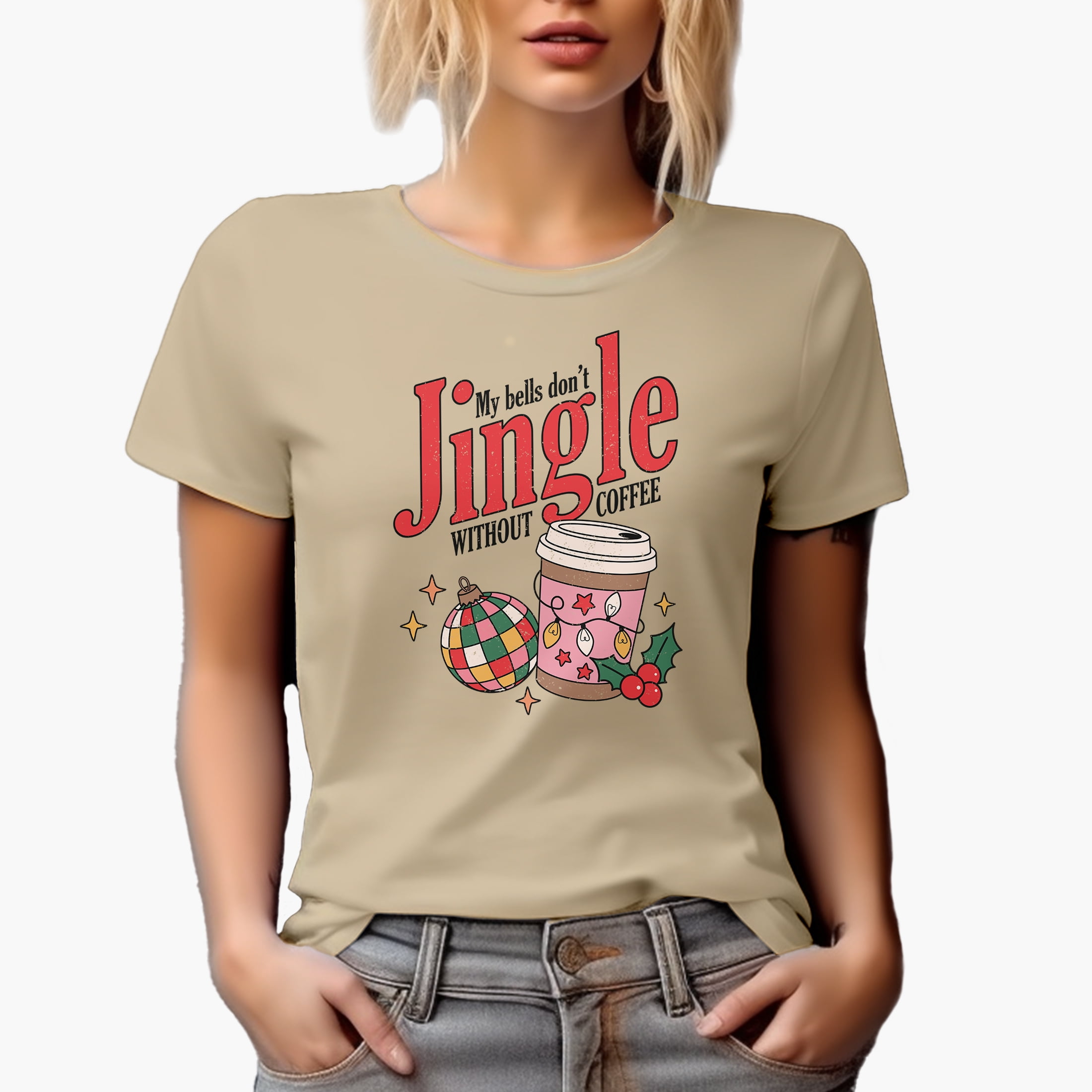 Distressed My Bells Don't Jingle Without Coffee - Retro Christmas Art ...