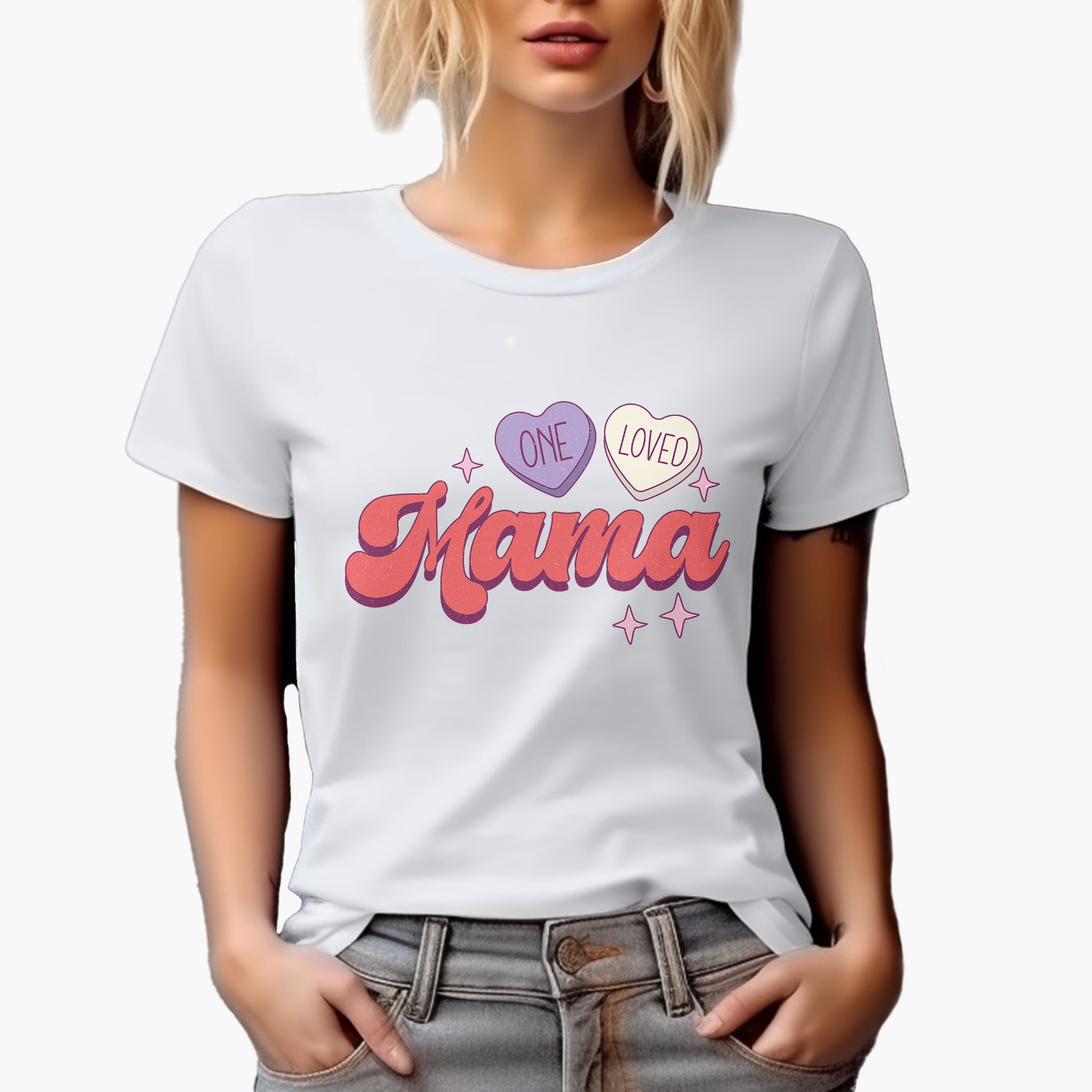 Distressed One Loved Mama - Retro Mother-To-Daugter Valentine's Day Art ...