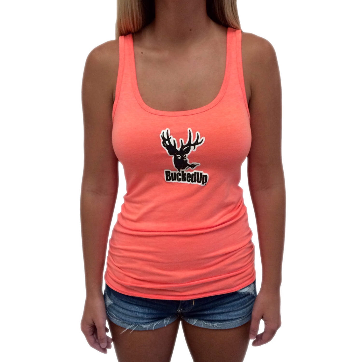Distressed Orange Tank with White BuckedUp® Logo - Walmart.com