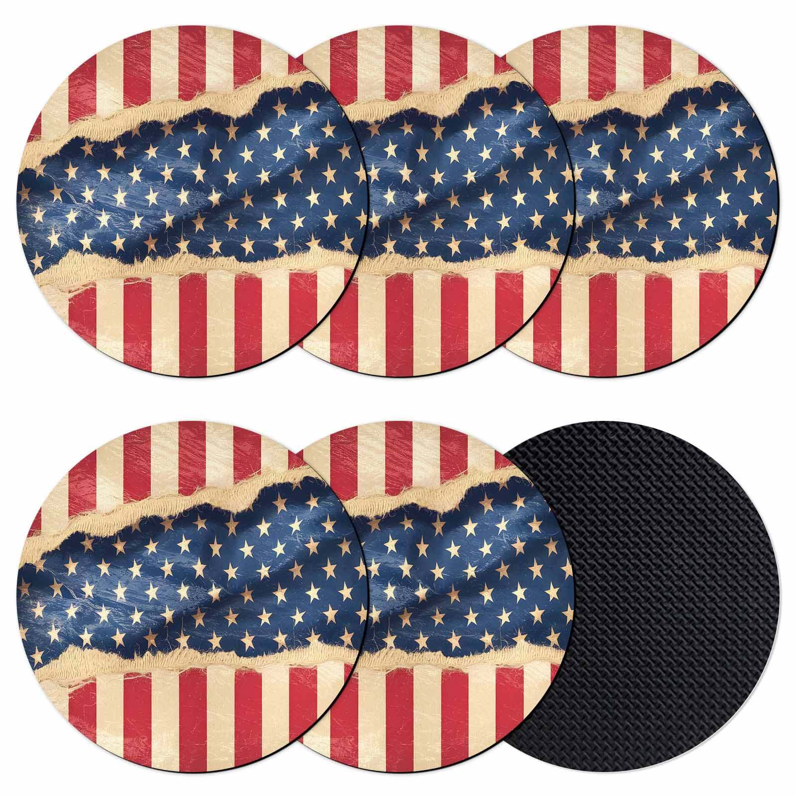 Distressed Patriotic American Flag Coasters for Drinks,Absorbent Non ...
