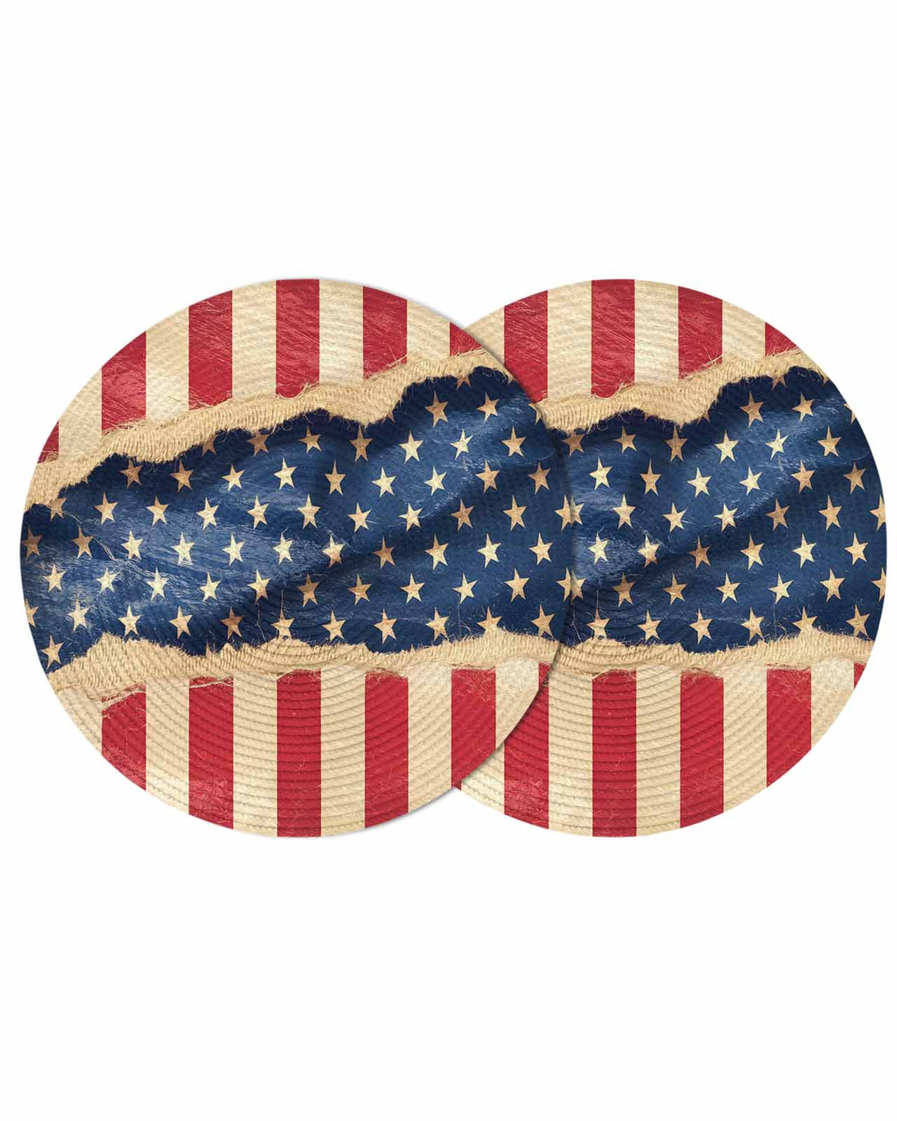 Distressed Patriotic American Flag Round Table Placemats set of 2, 4th ...