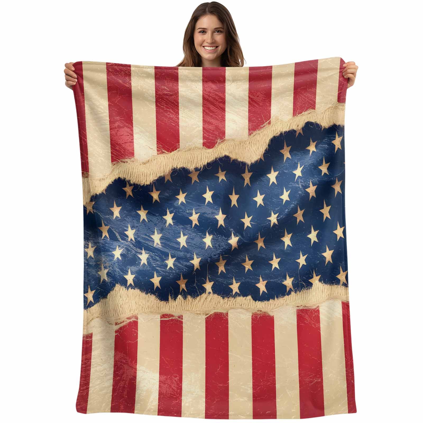 Distressed Patriotic American Flag Throw Blankets, 4th of July Soft ...