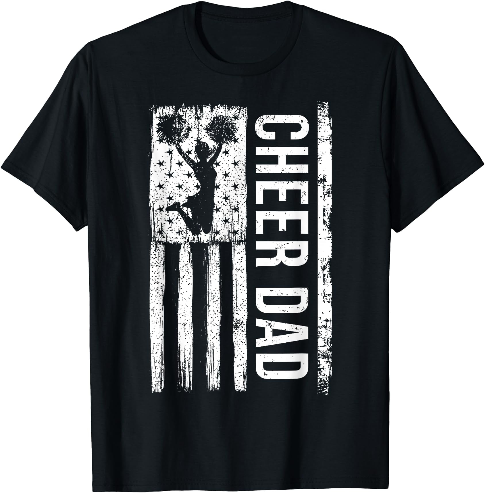 Distressed Patriotic Cheer Dad Cheerleading American Flag T-Shirt ...