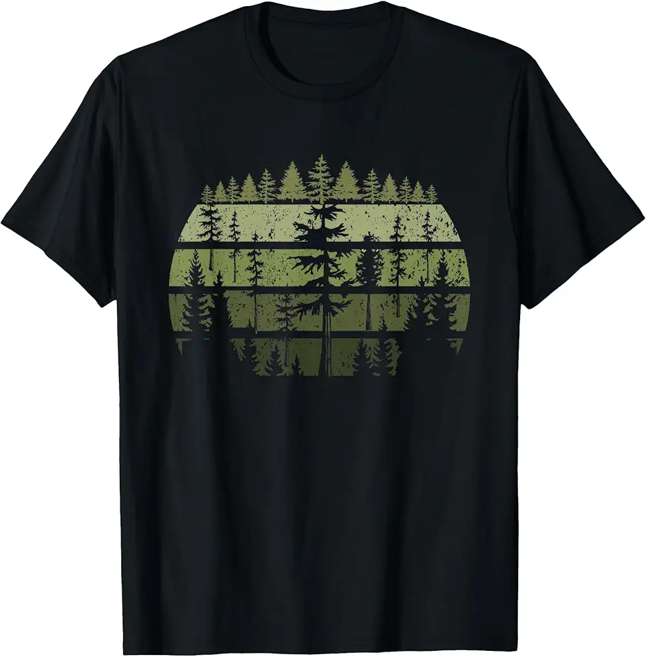 Distressed Pine Forest Sunset Design Unisex Short Sleeve Graphic T ...