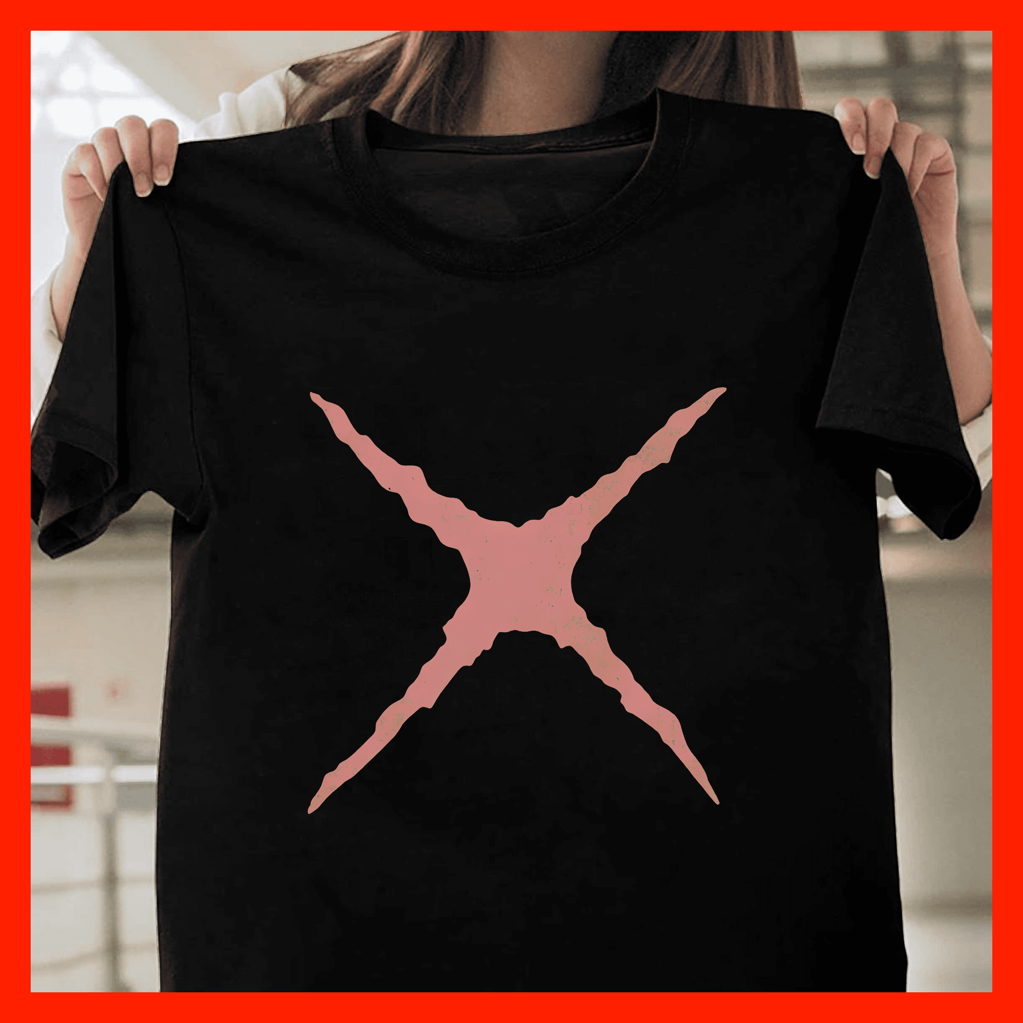 Distressed Pink X Mark T-Shirt - Edgy Graphic Tee - Minimalist Symbol ...