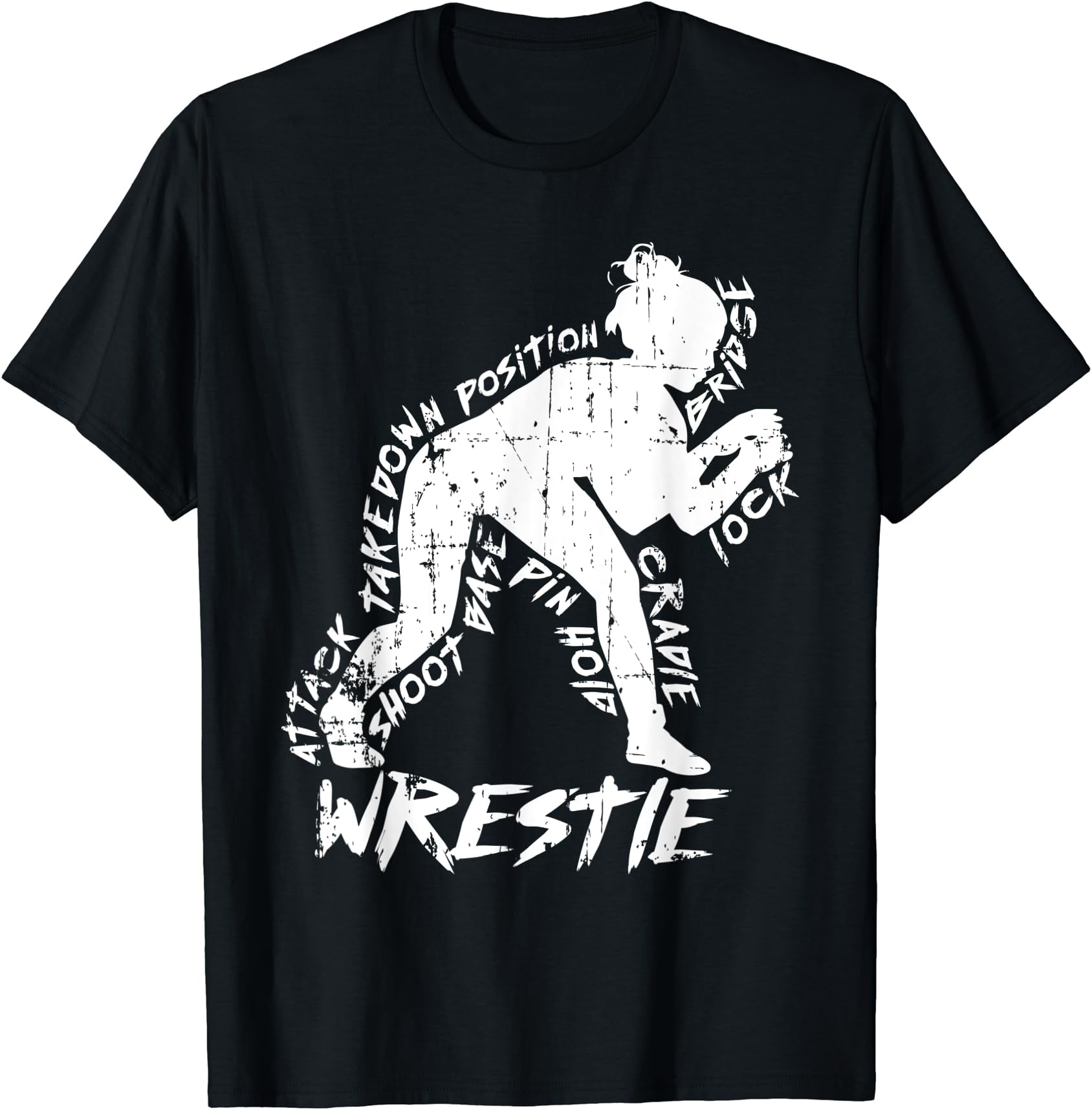 Distressed Proud Wrestling Word Art Silhouette T-Shirt High School ...