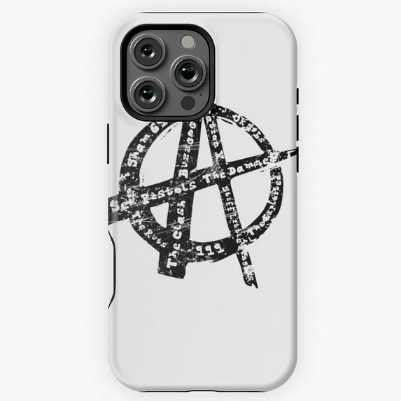 Distressed Punk Anarchy Symbol Phone Case for iPhone 16 15 14 13 12 11 ...
