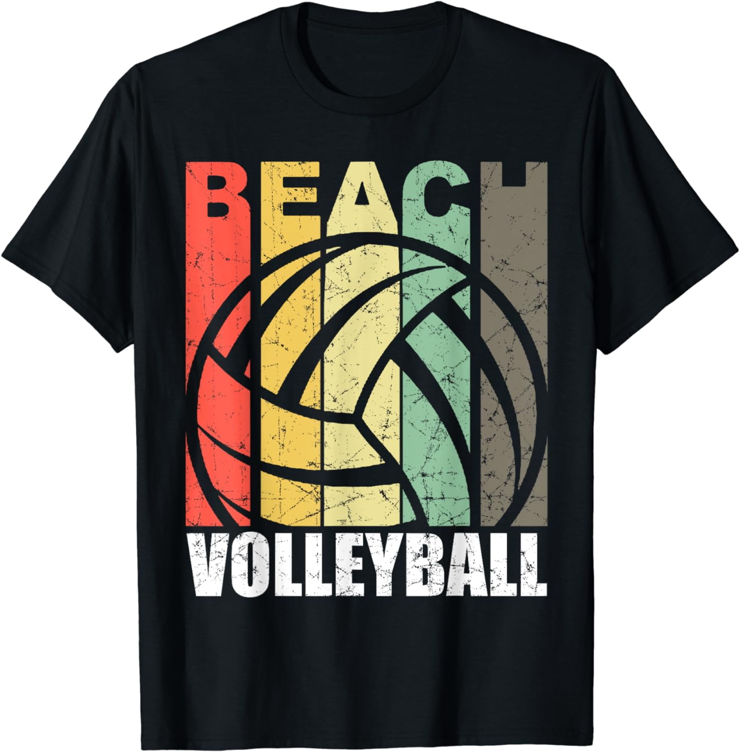 Distressed Retro Beach-Volleyball Player T-Shirt - Walmart.com