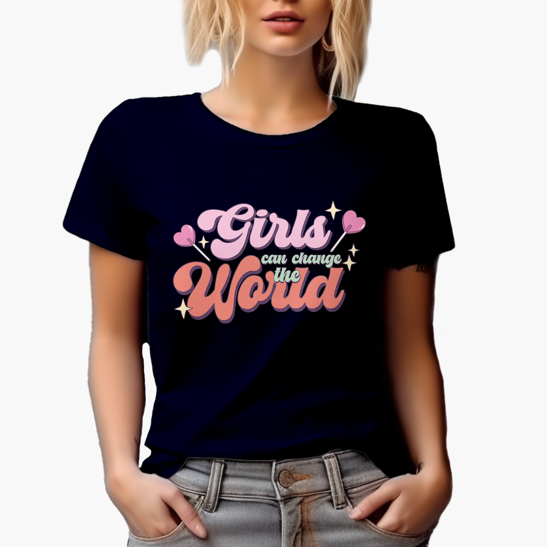 Distressed Retro Girls Can Change the World, Feminist Art Merch Gift ...