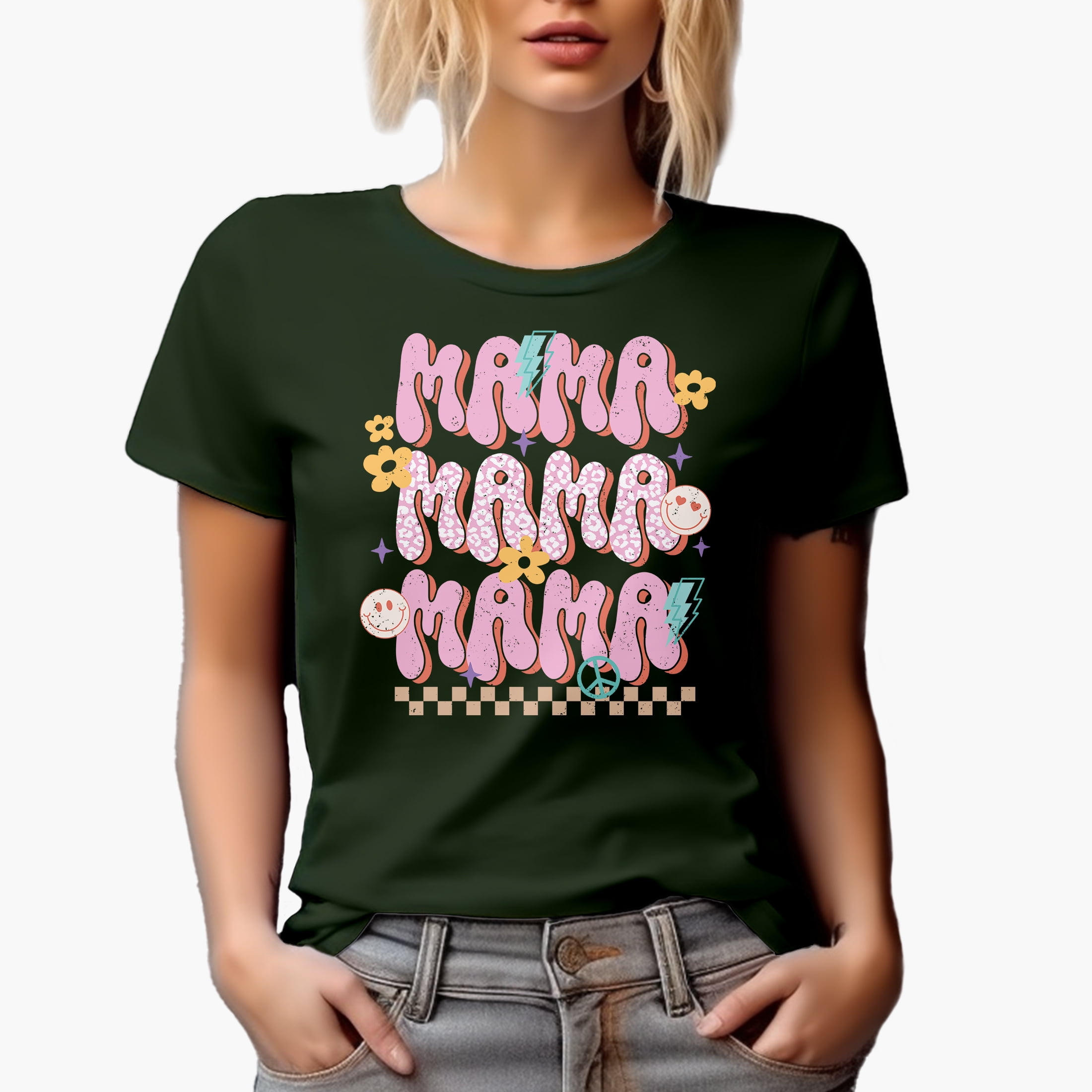 Distressed Retro Groovy Text Mama Word with Leopard Print, Mother's Day ...