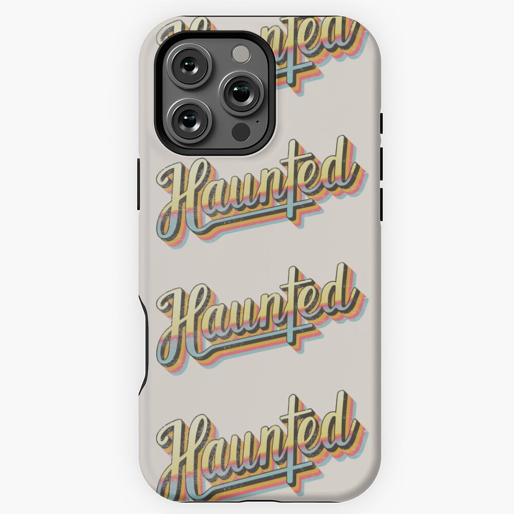 Distressed Retro Haunted Slogan Phone Case for iPhone 16 15 14 13 12 11 ...