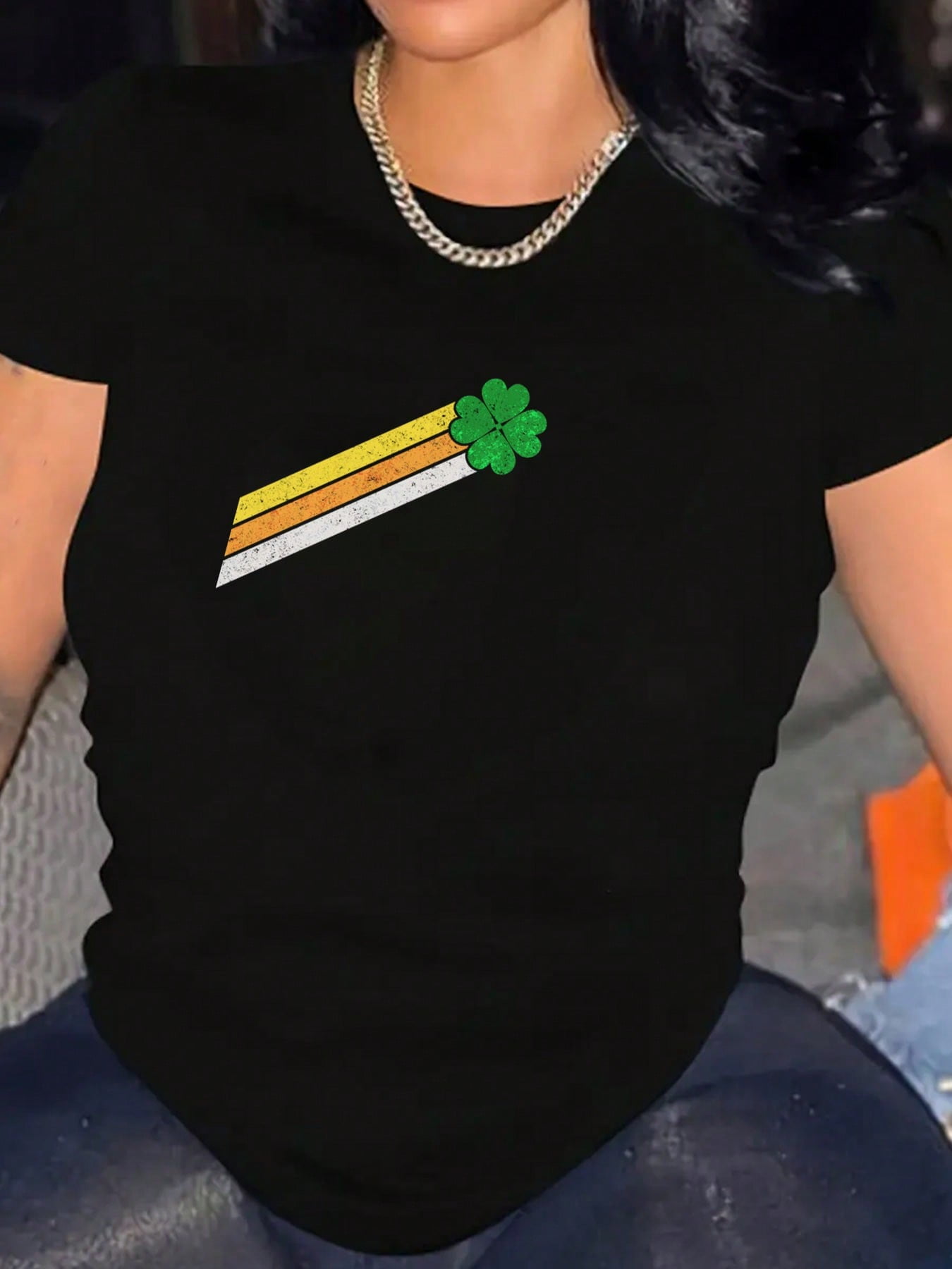 Distressed Retro Shamrock Clover Women Short Sleeve Casual T-Shirt ...