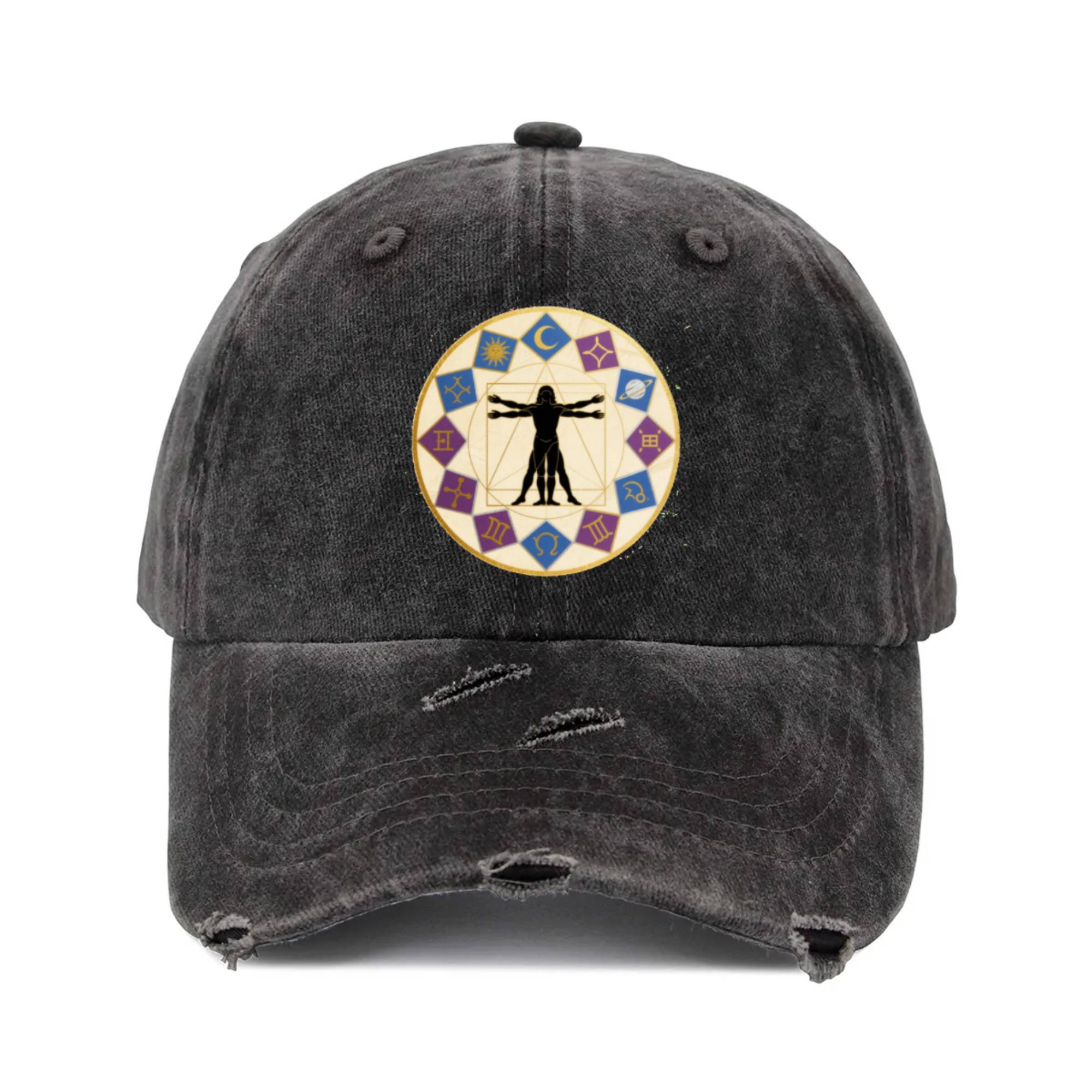 Distressed Ripped Raw Denim Baseball Cap Hats for Men Women - Black ...