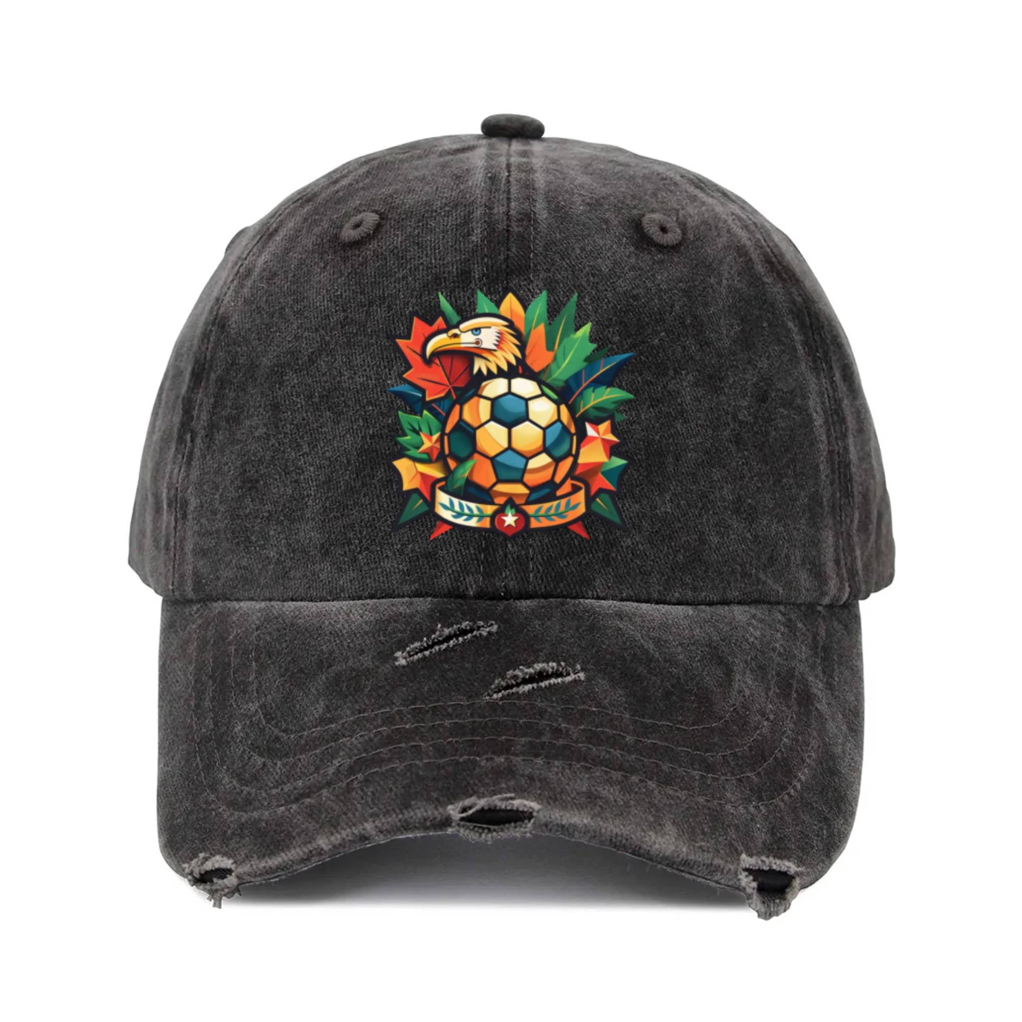 Distressed Ripped Raw Denim Baseball Caps Men Women Black No Wash Eagle ...