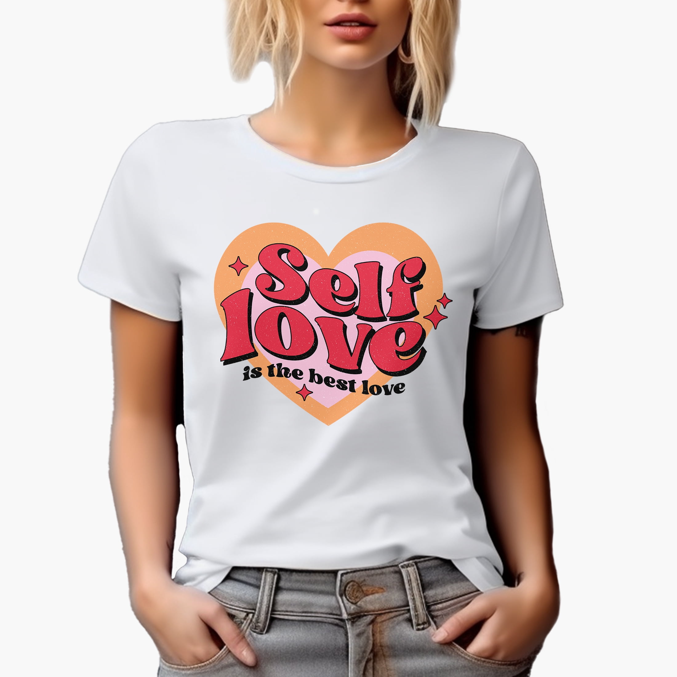 Distressed Self Love Is the Best Love - Retro Groovy Wavy Text ...