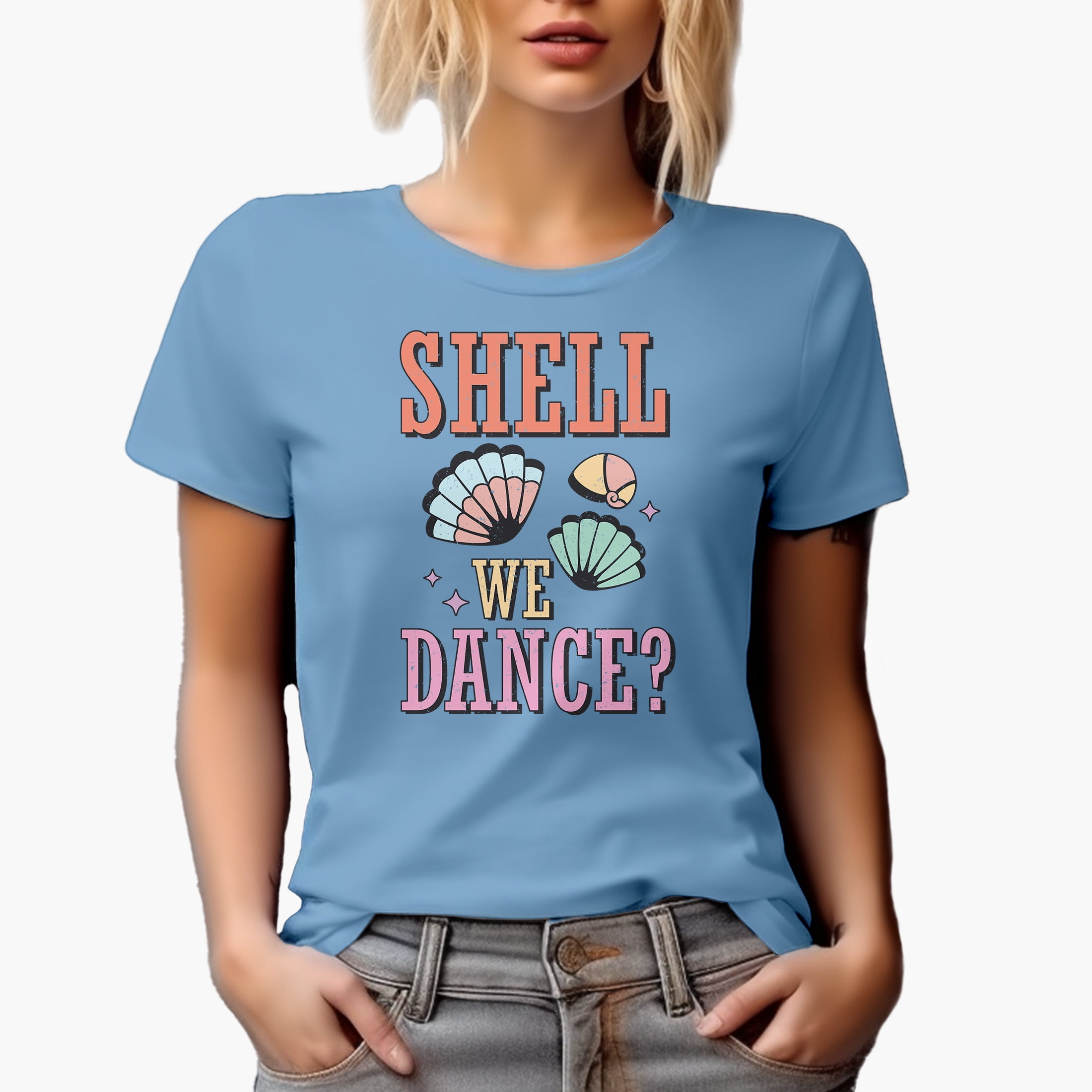 Distressed Shell We Dance Pun Quote - Shells, Beach & Dancing Themed ...