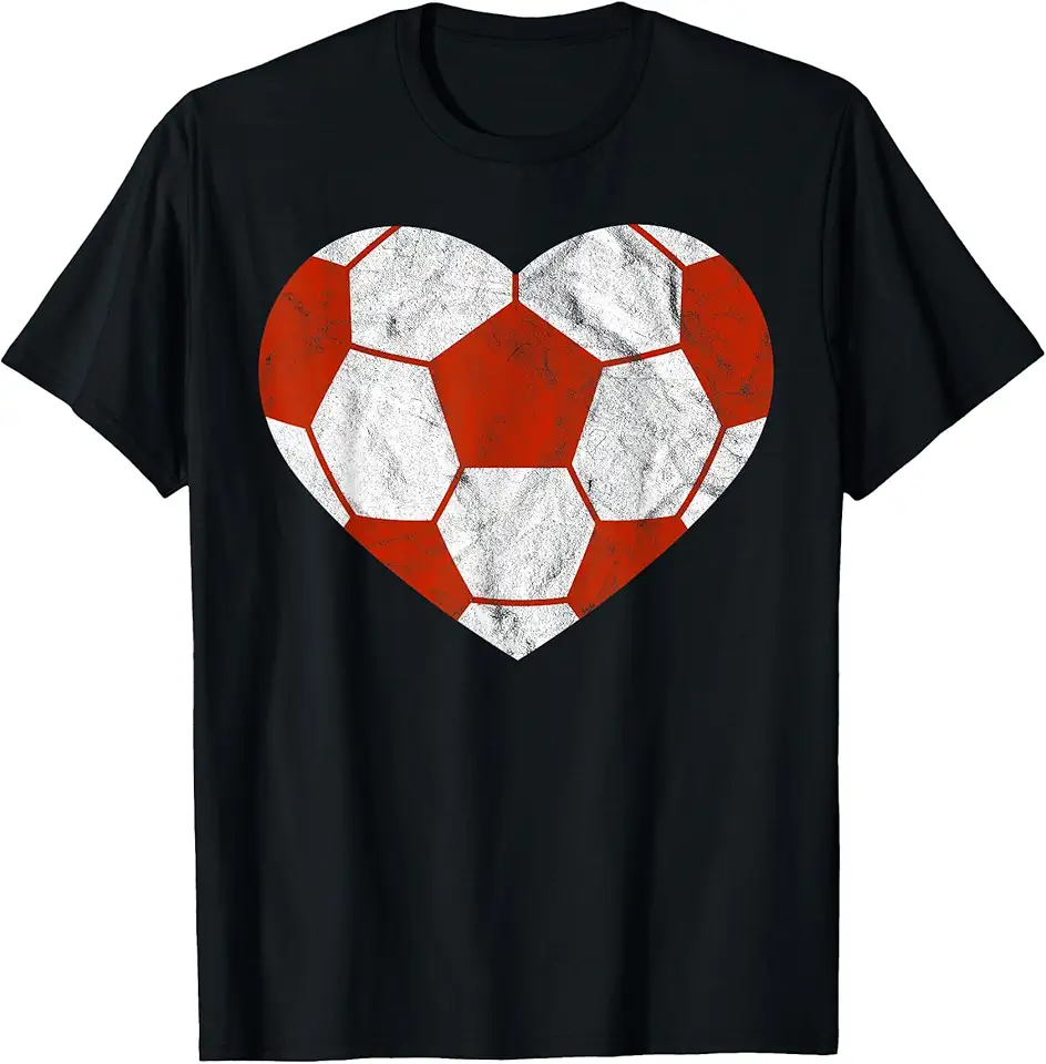 Distressed Soccer Heart Design for Fan Cotton Short Sleeve Tee ...