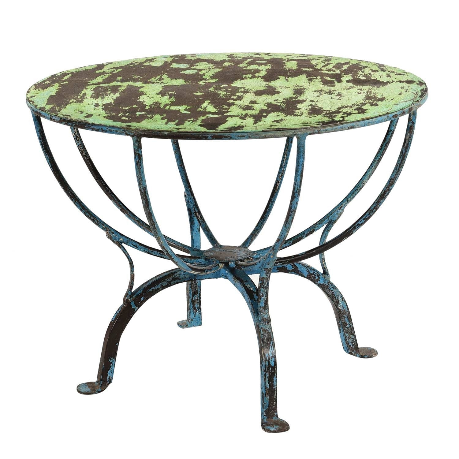 Distressed Solid Wood 18 Inch Tall End Table | Handcarved Round Table ...