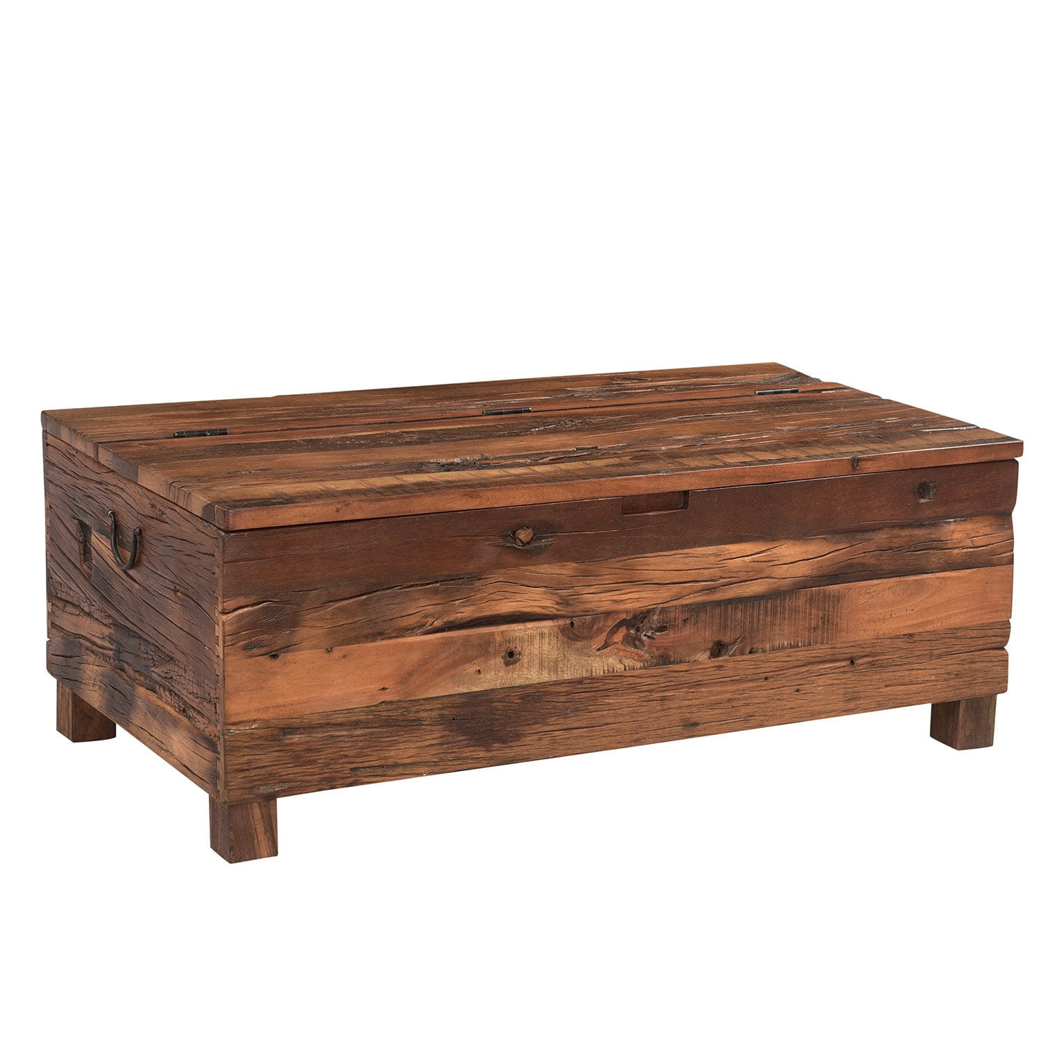 Distressed Solid Wood 48" x 24" Chest Table | Log Cabin Storage Coffee Table | Brown Box Center ...