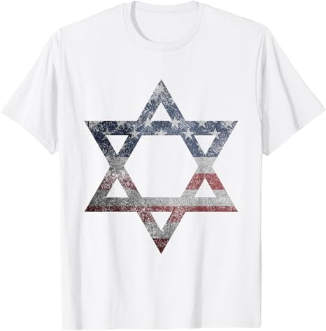 Distressed Star of David Jews Jewish Gifts USA American Flag T-Shirt ...