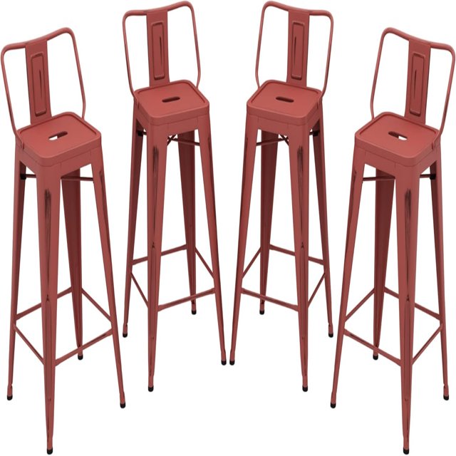 Distressed Stools Set of 4 Industrial Counter Stools Metal Barstools ...