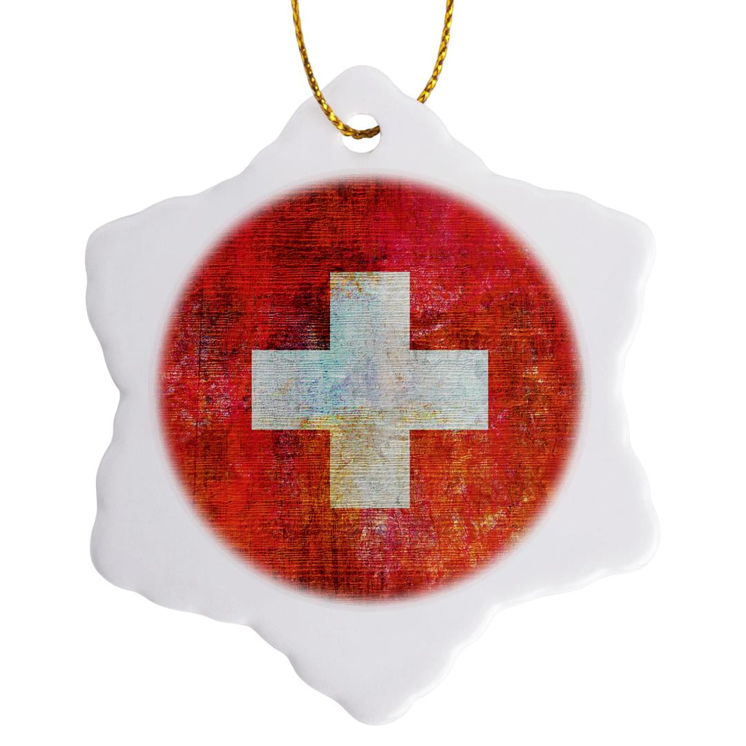 3drose, Distressed Style Grunge Flag of Switzerland, 3 inch Snowflake ...