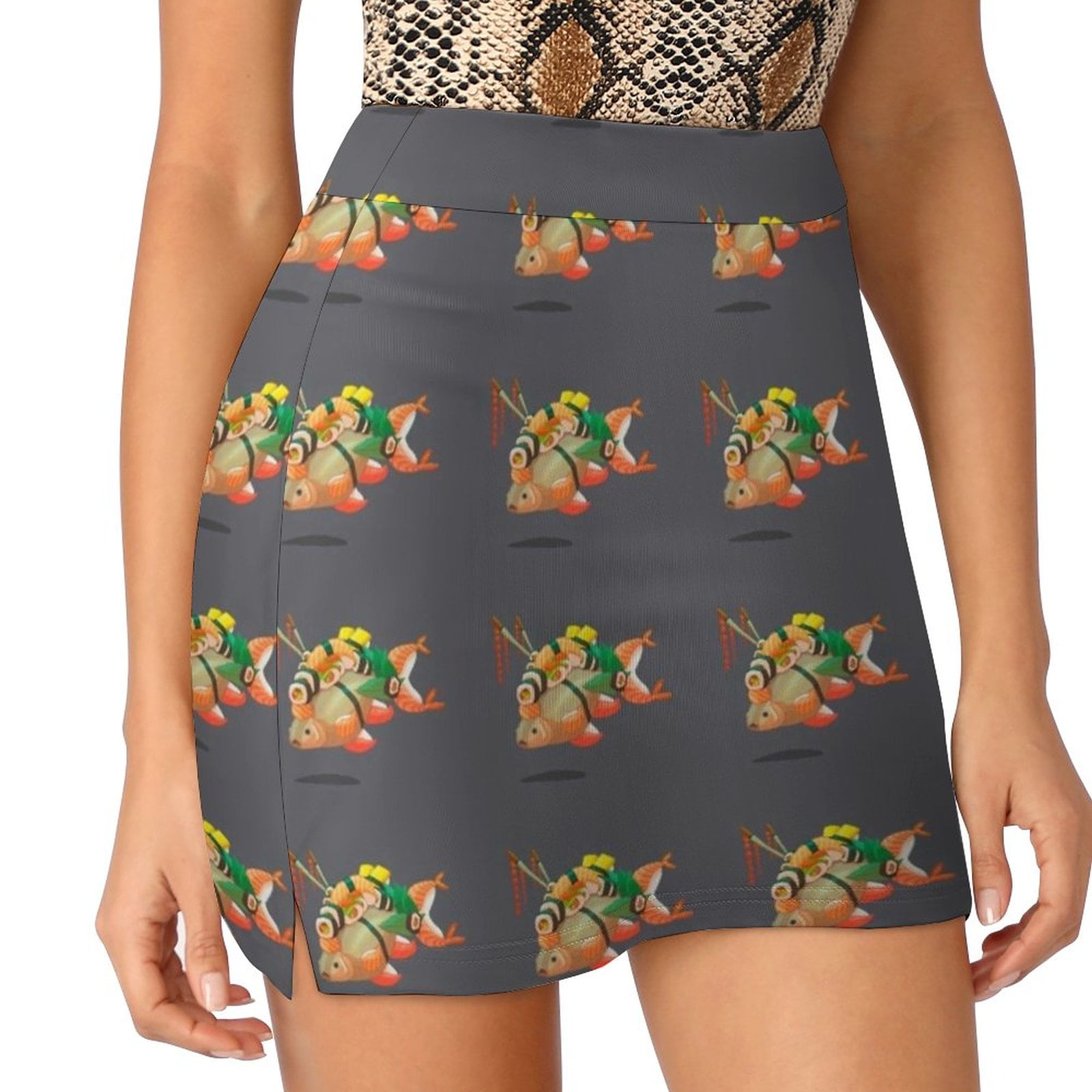 Distressed Sushi Skirts Woman Fashion 2025 Pant Skirt Mini Skirts Office Short Skirt Sushi Fish ...