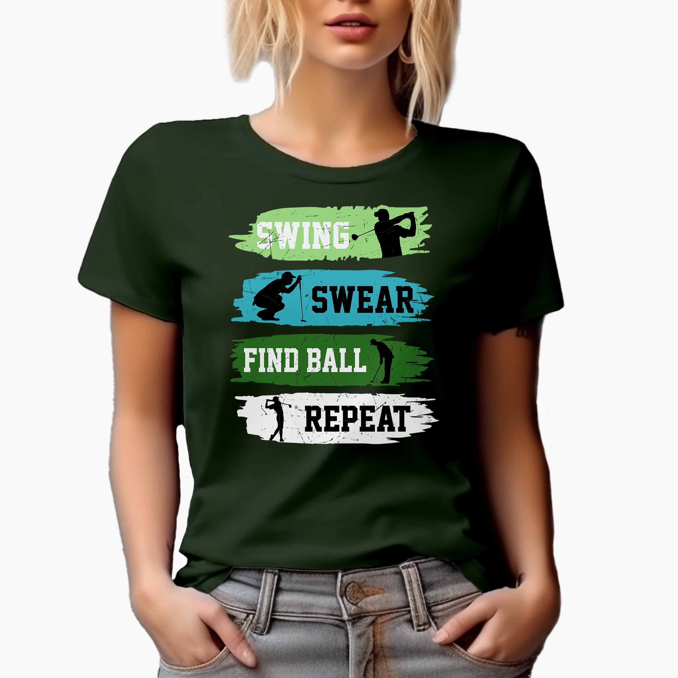 Distressed Swing, Swear, Find Ball, Repeat with a Golf Player, Golfing or Golfer Themed Merch ...