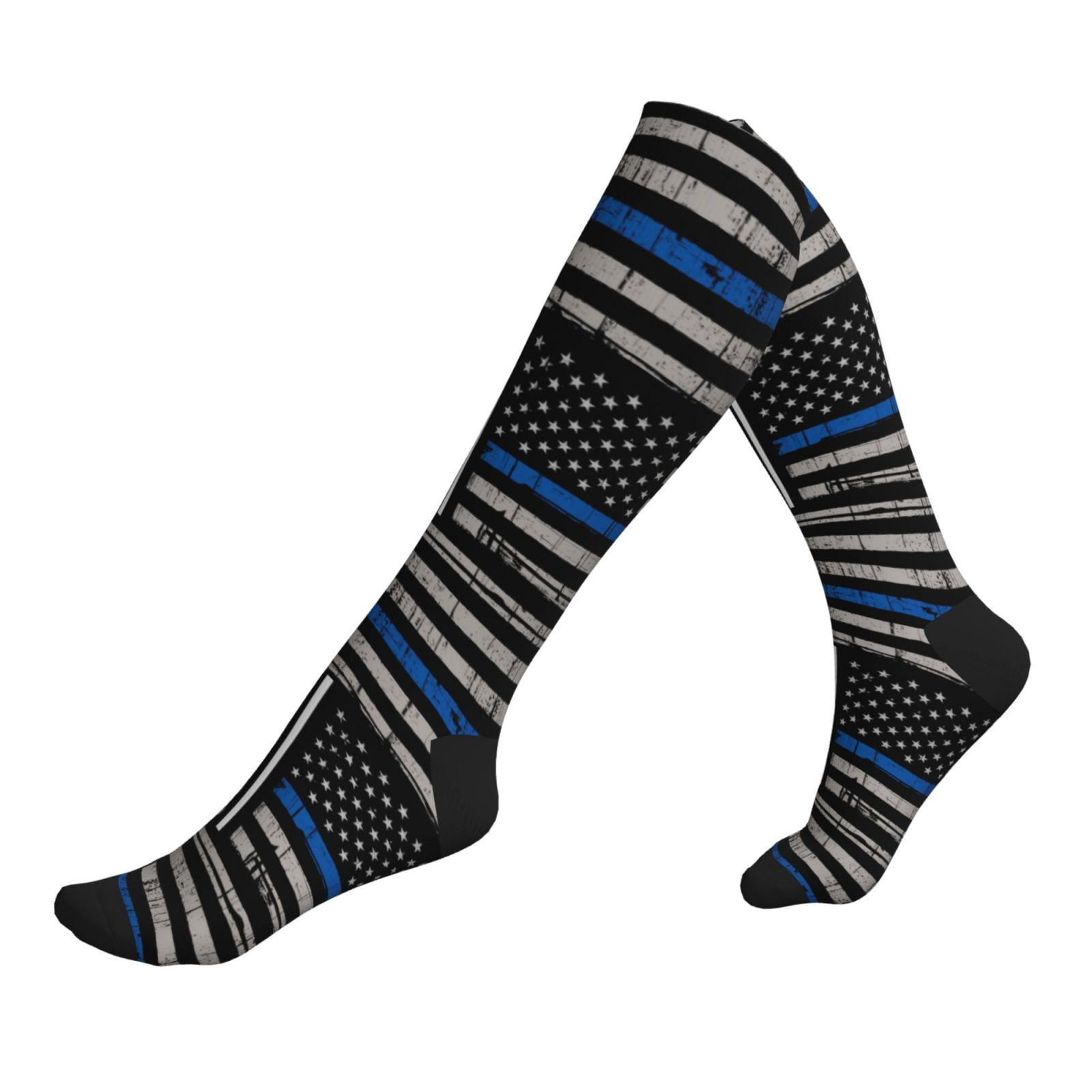 Distressed Thin Blue Line Flag Compression Socks For Women Men Running ...