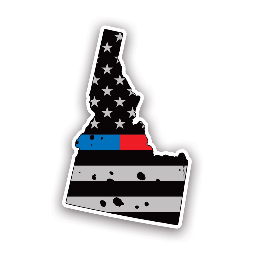 Distressed Thin Blue Red Line Idaho State Shaped Subdued US Flag ...