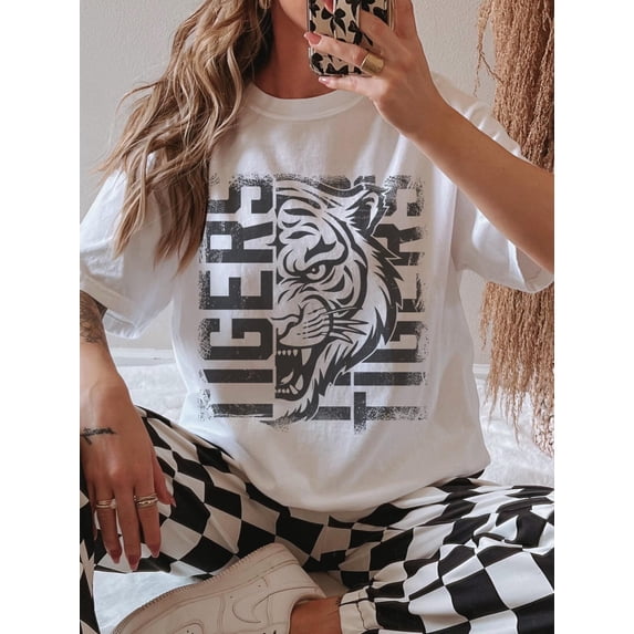 Distressed Tigers Mascot TShirt Unisex School Spirit Tee - Walmart.com