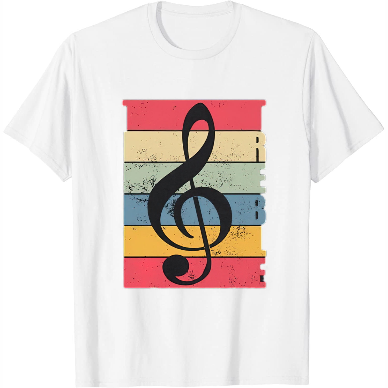 Distressed Treble Clef Silhouette Music Note Design T Shirt White Small ...