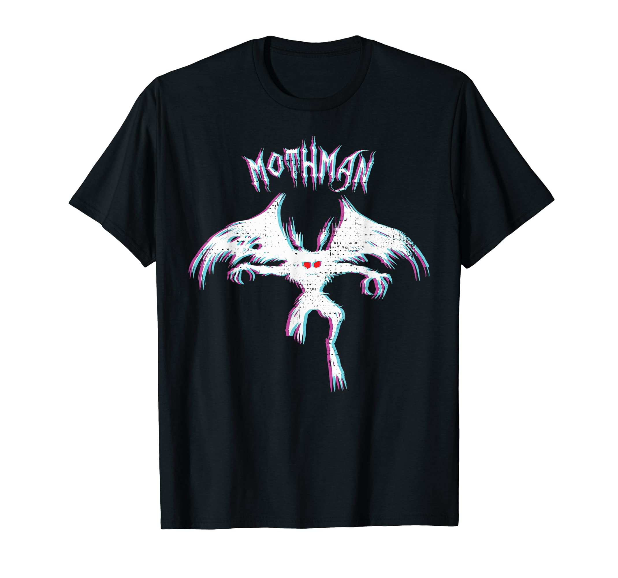 Distressed Trippy Mothman Funny Cute Cryptid Creature Black T-Shirt - Walmart.com