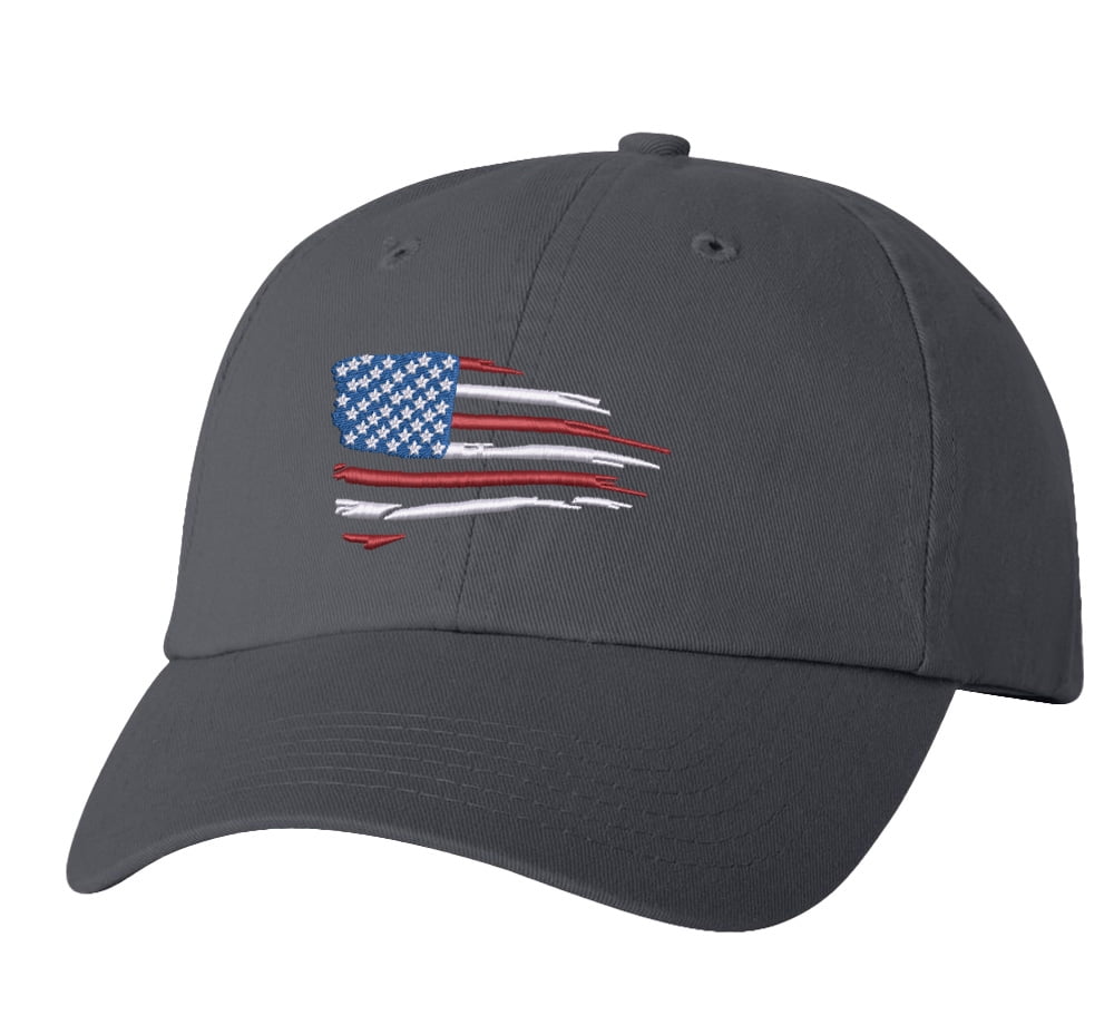 Distressed US Flag Baseball Hat, Waving American Flag Baseball Cap ...