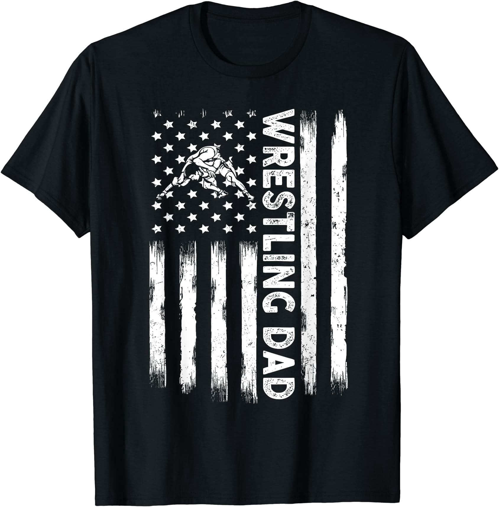 Distressed USA American Flag Wrestling Dad Men Father's Day T-Shirt ...