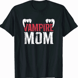 Distressed Vampire Fangs Graphic Gift for Mom Casual Short Sleeve T ...