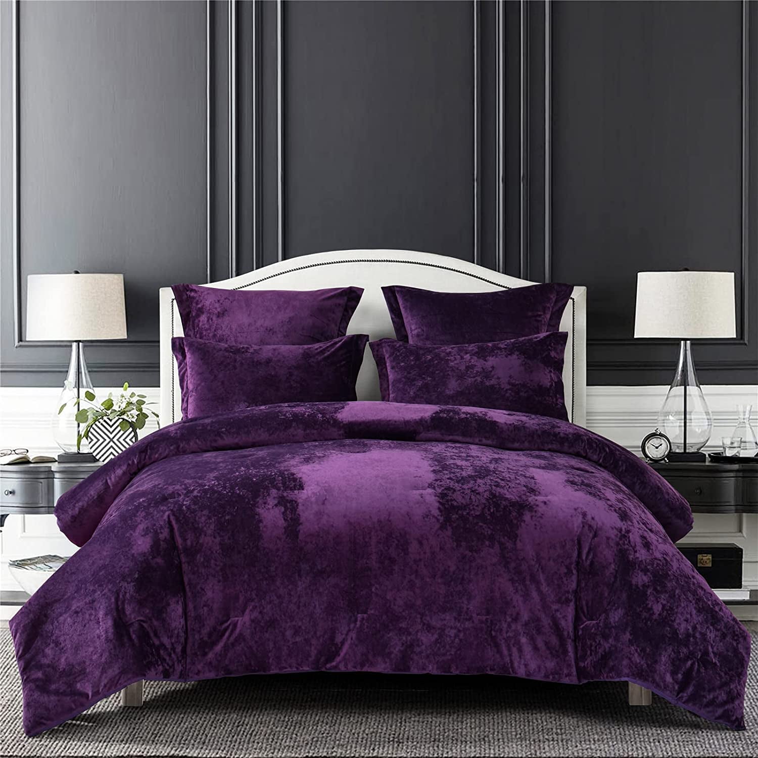 Distressed Velvet Comforter Set, Distressed Velvet Face and Brushed ...