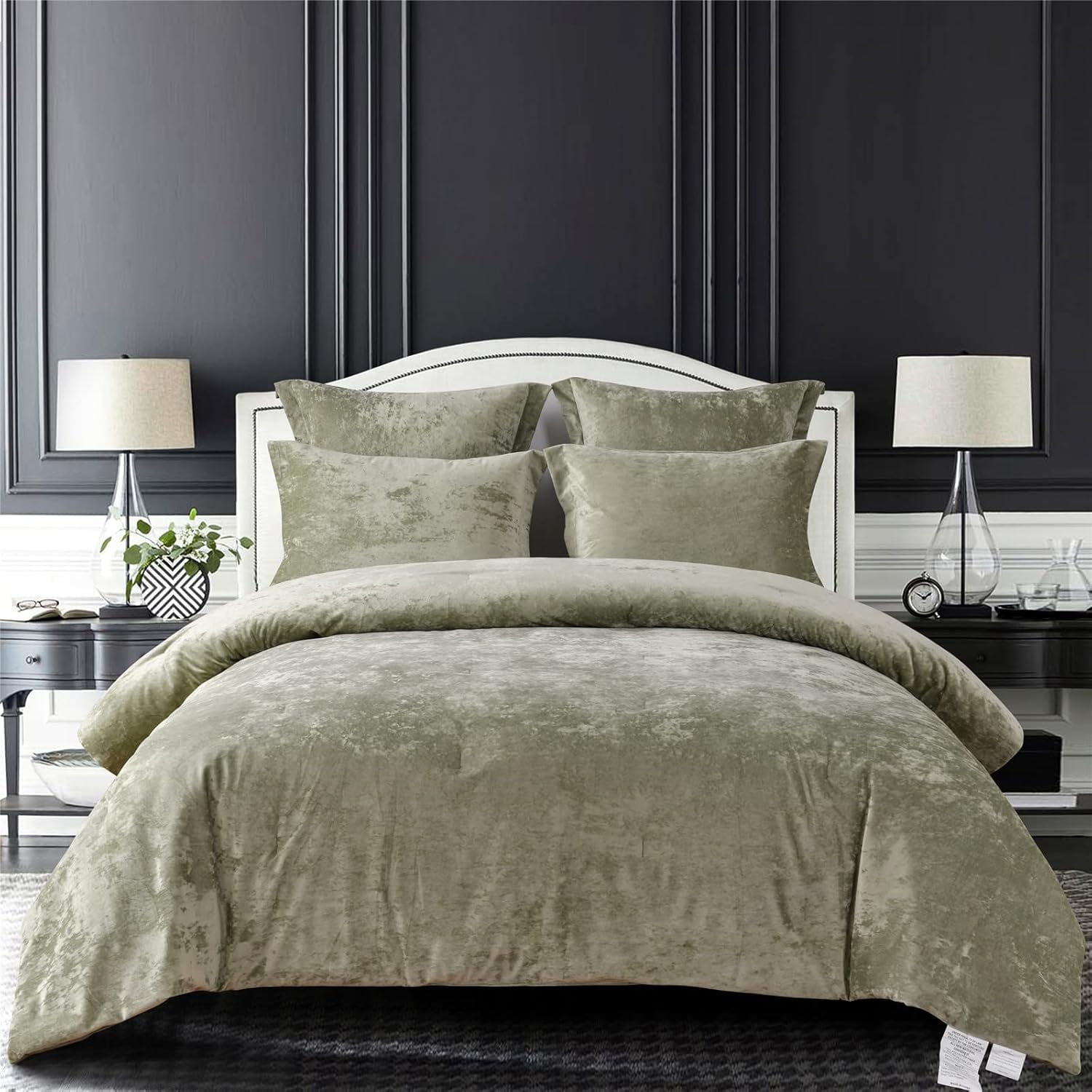 Distressed Velvet Comforter Set with Distressed Velvet Face and Brushed ...