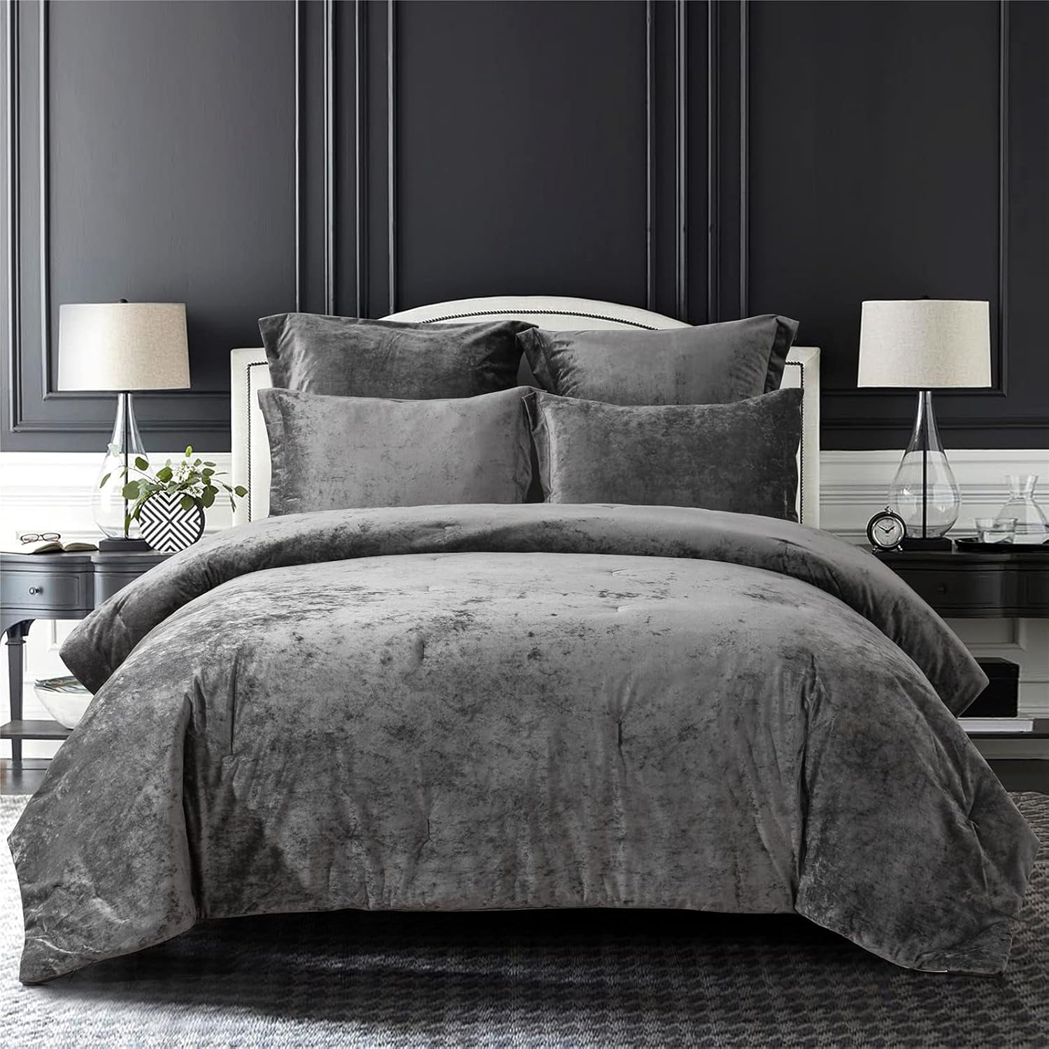 Distressed Velvet Comforter Set with Distressed Velvet Face and Brushed ...