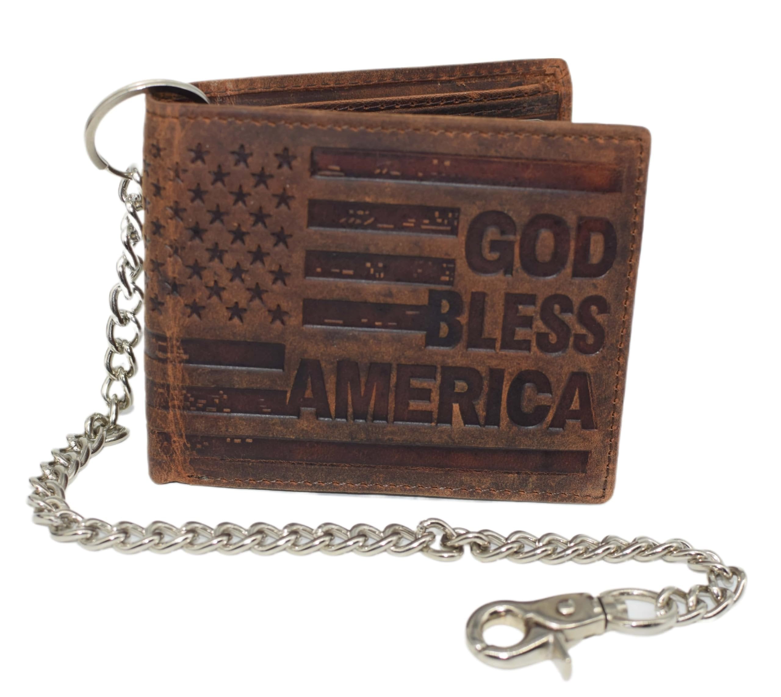 Distressed Vintage Leather Patriot American Flag Wallet -GOD BLESS AMERICA RFID Blocking Leather ...