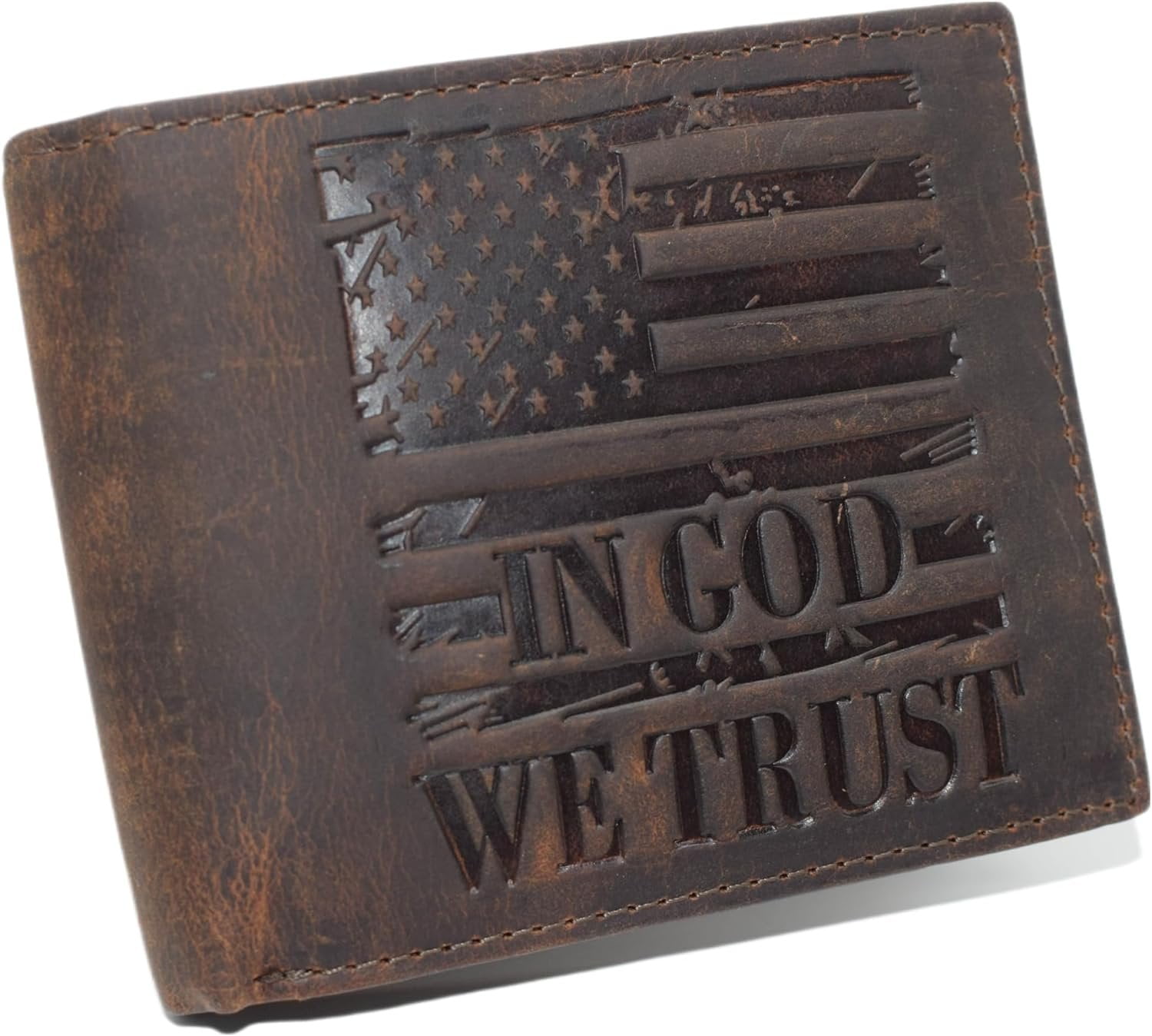 Distressed Vintage Leather Patriotic American Flag Wallet - Western ...